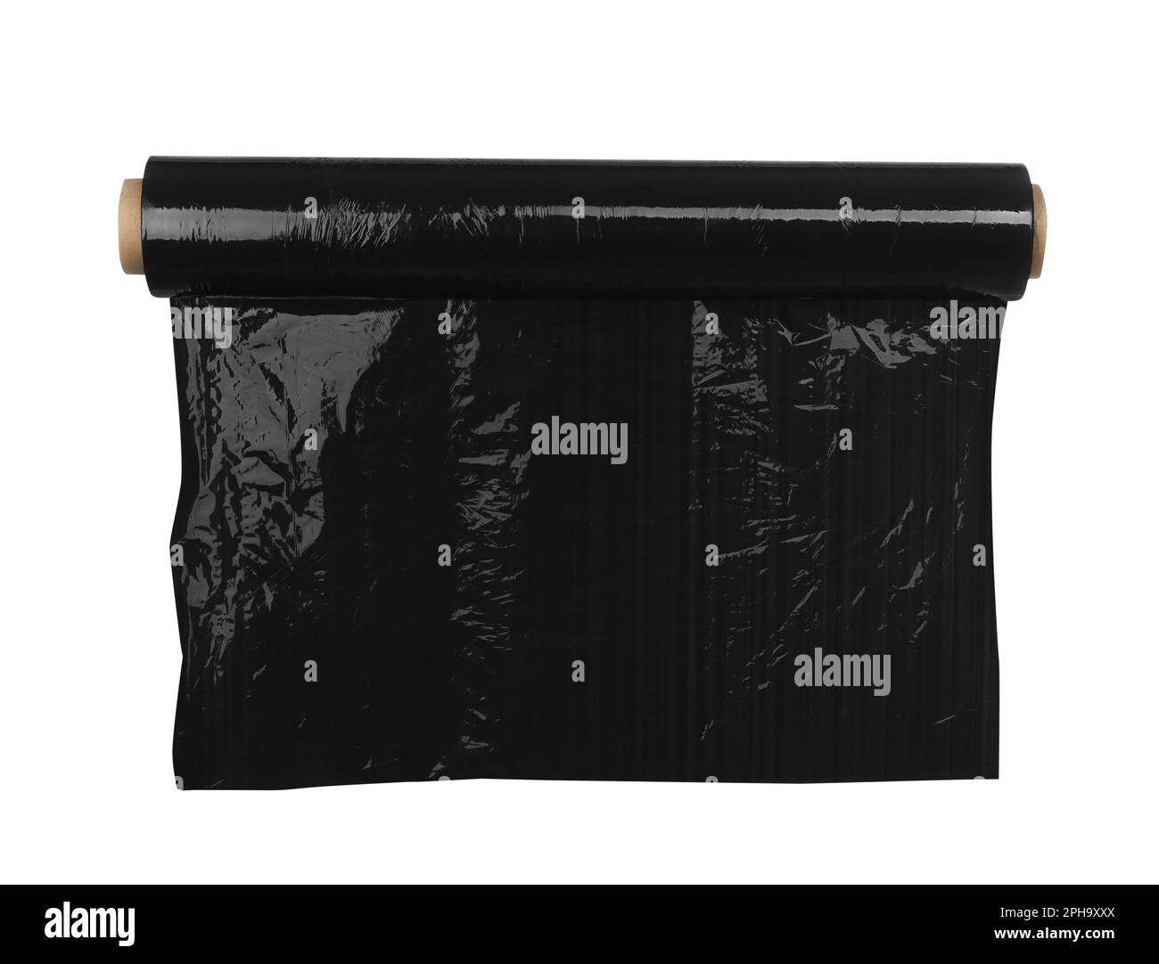 Roll of black stretch wrap isolated on white Stock Photo - Alamy