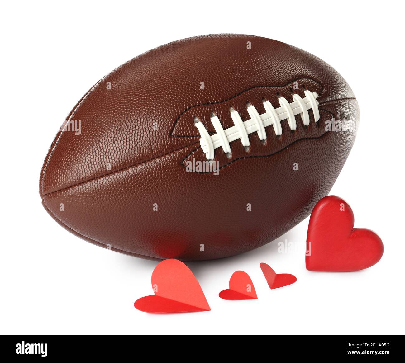 American football ball and hearts on white background Stock Photo - Alamy