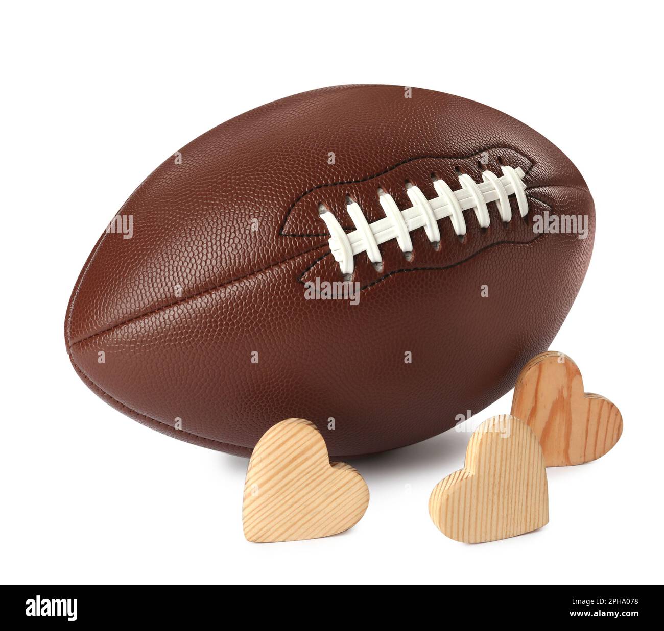 American football ball and hearts on white background Stock Photo - Alamy