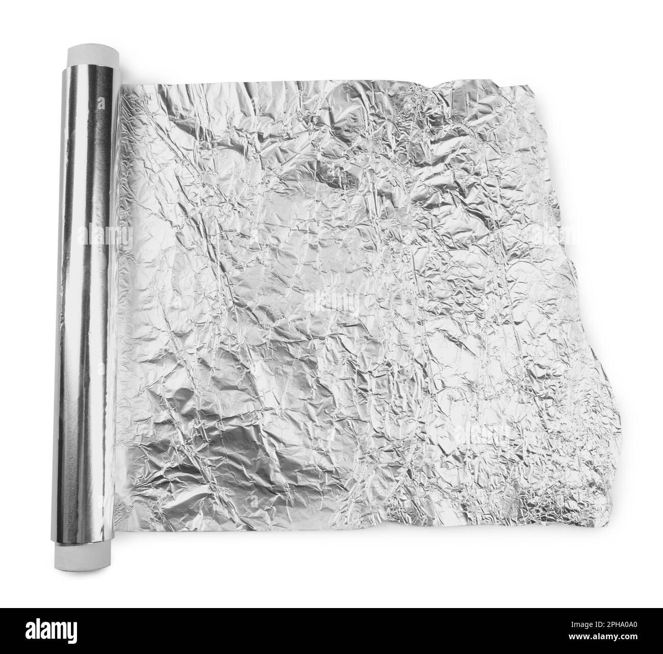 Roll of aluminum foil isolated on white, top view Stock Photo - Alamy