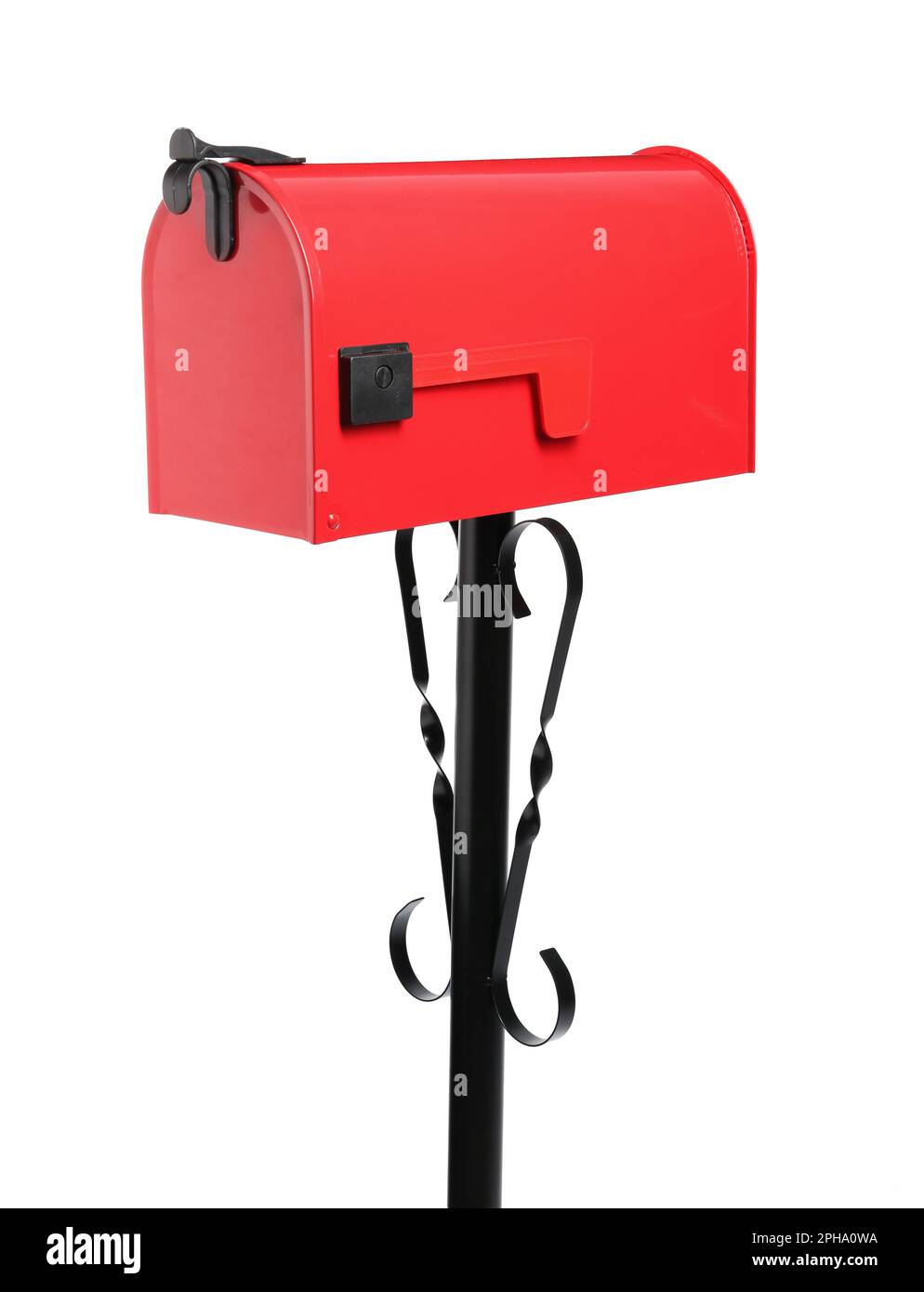 Shiny red letter box on white background Stock Photo - Alamy