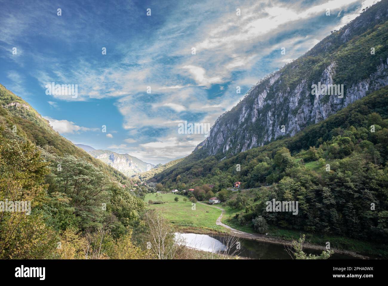 Picture of the valley of cerna river, or valea Cernei, in the mehedinti ...