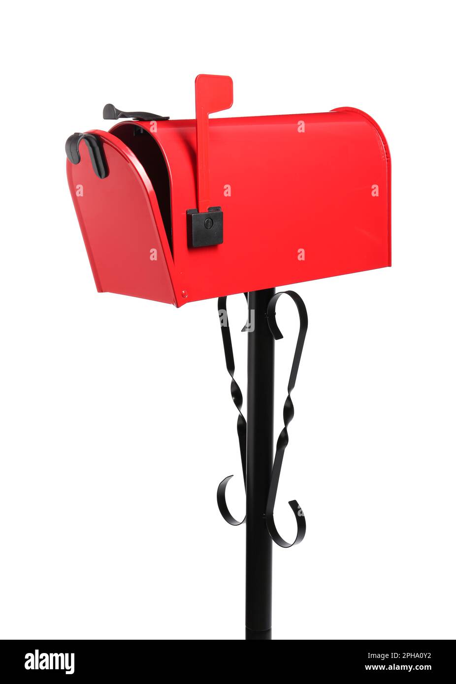 Shiny red letter box on white background Stock Photo - Alamy