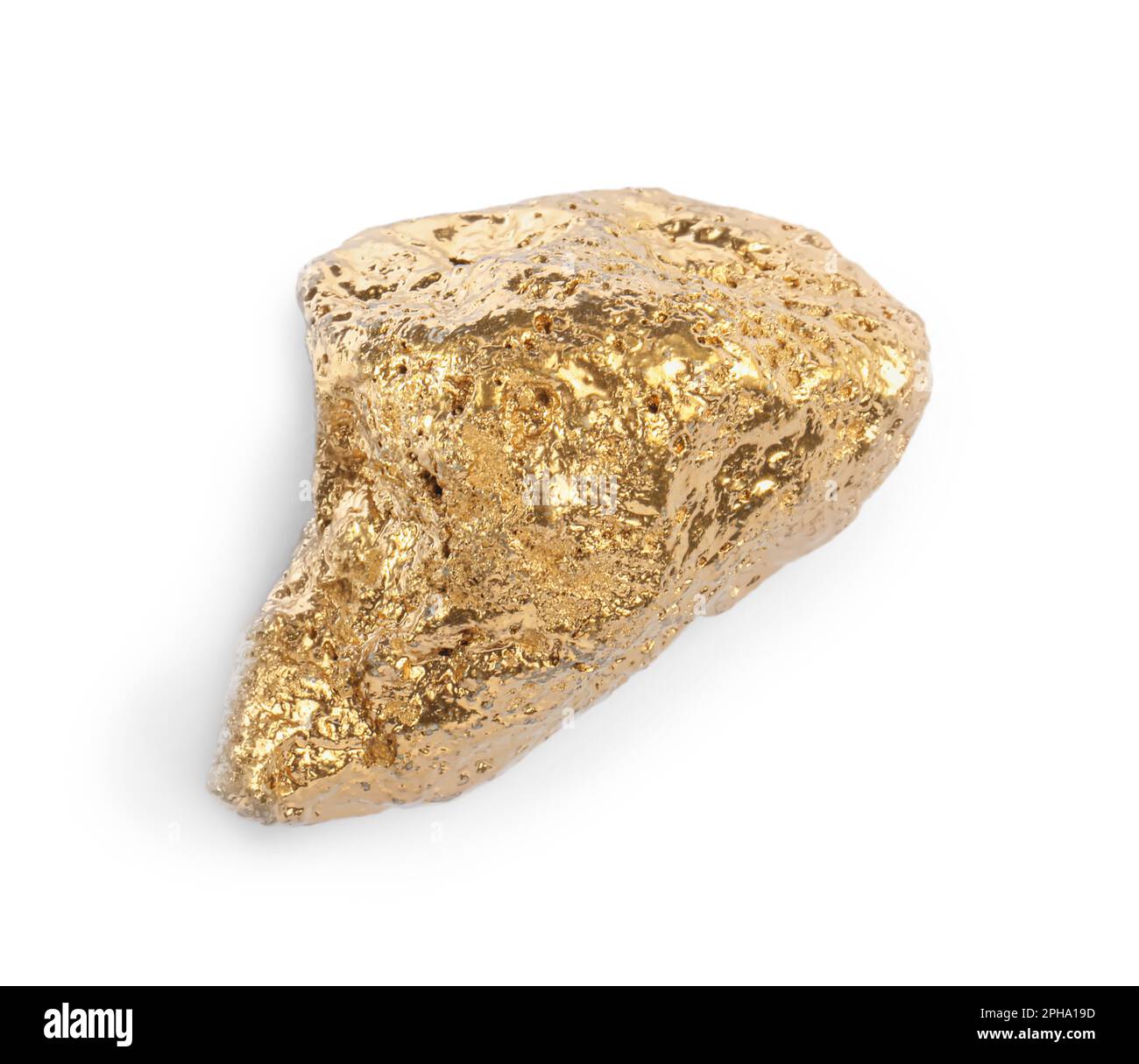 One beautiful gold nugget isolated on white Stock Photo - Alamy