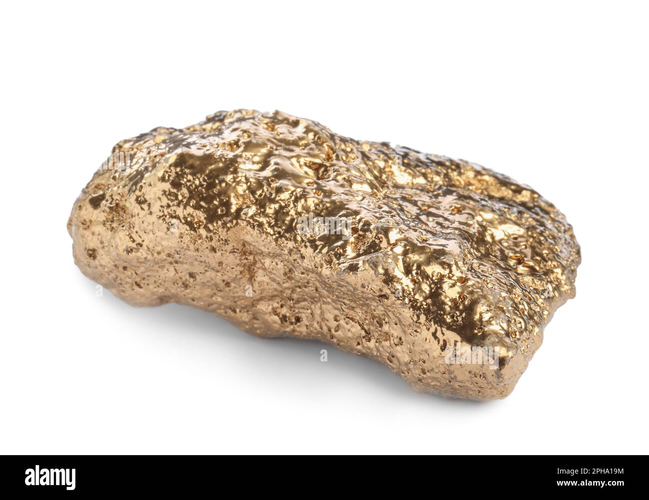 One beautiful gold nugget isolated on white Stock Photo - Alamy