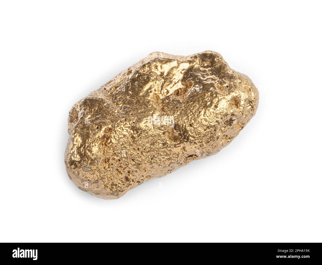 One beautiful gold nugget isolated on white Stock Photo - Alamy
