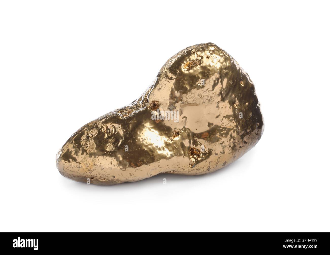 One beautiful gold nugget isolated on white Stock Photo - Alamy