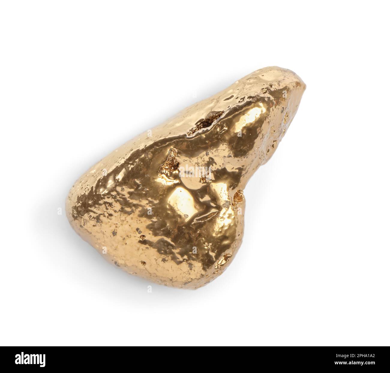 One beautiful gold nugget isolated on white Stock Photo - Alamy