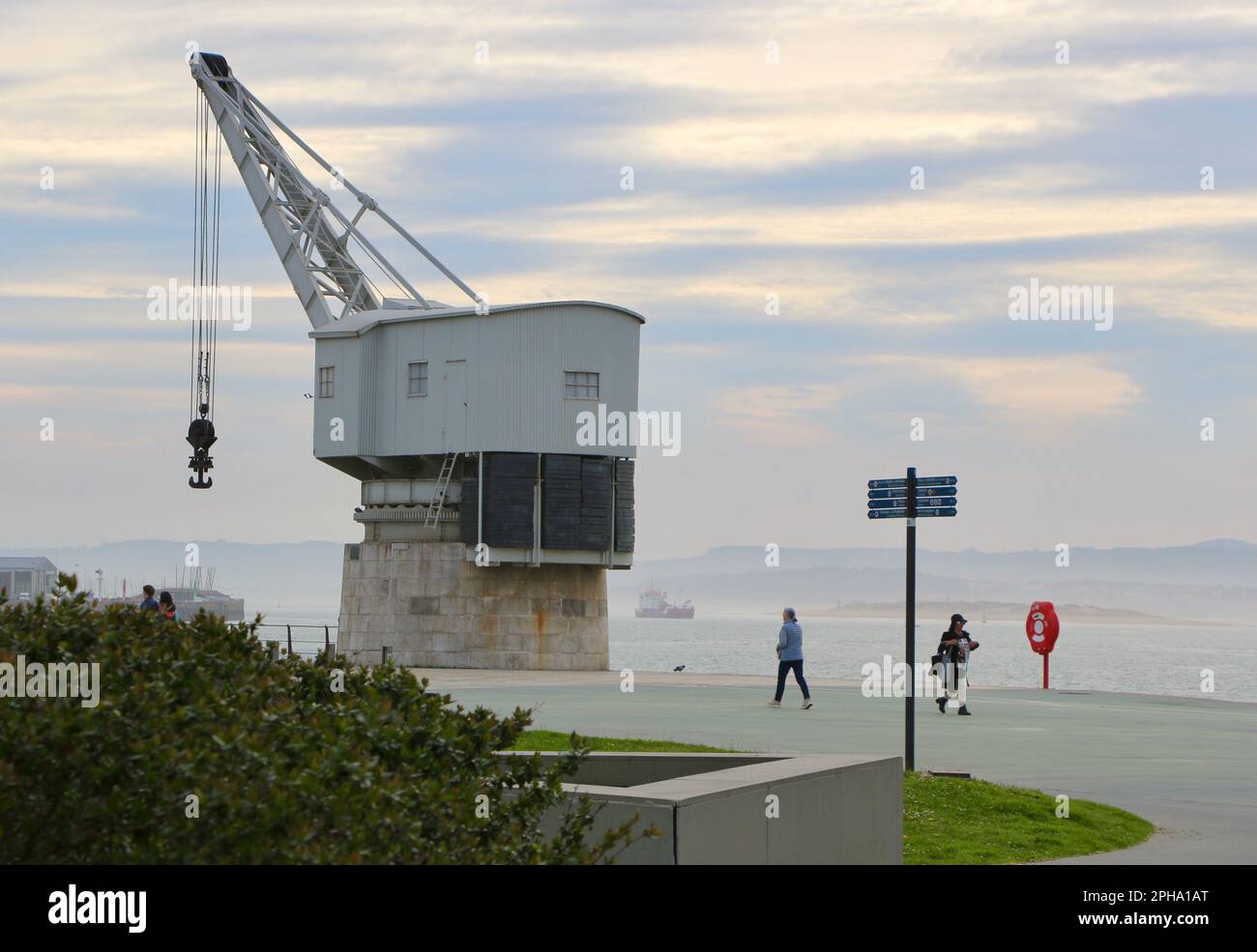 Stone crane landmark on the Maritime Walk Santander Cantabria Spain ...