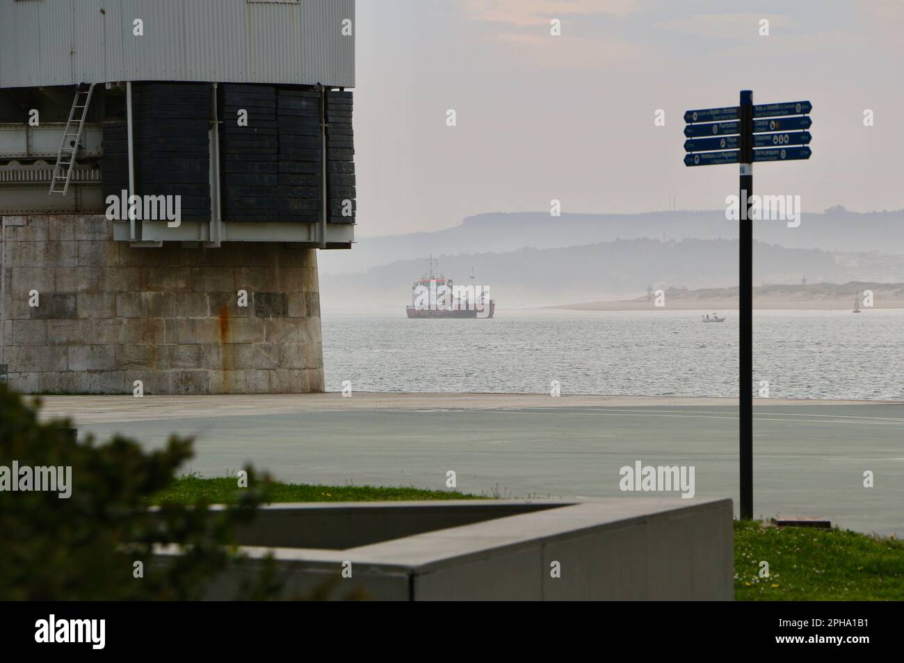 Stone crane landmark on the Maritime Walk Santander Cantabria Spain ...