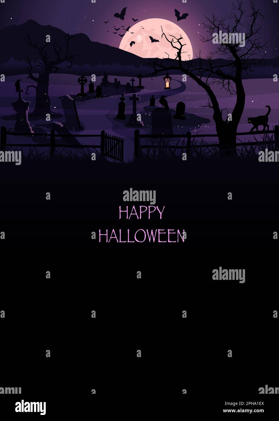 Graveyard Purple vertical Halloween Background Stock Vector Image & Art - Alamy