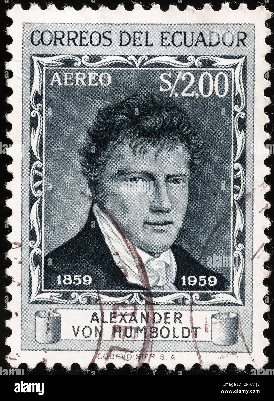 Alexander von Humboldt on old stamp of Ecuador Stock Photo - Alamy