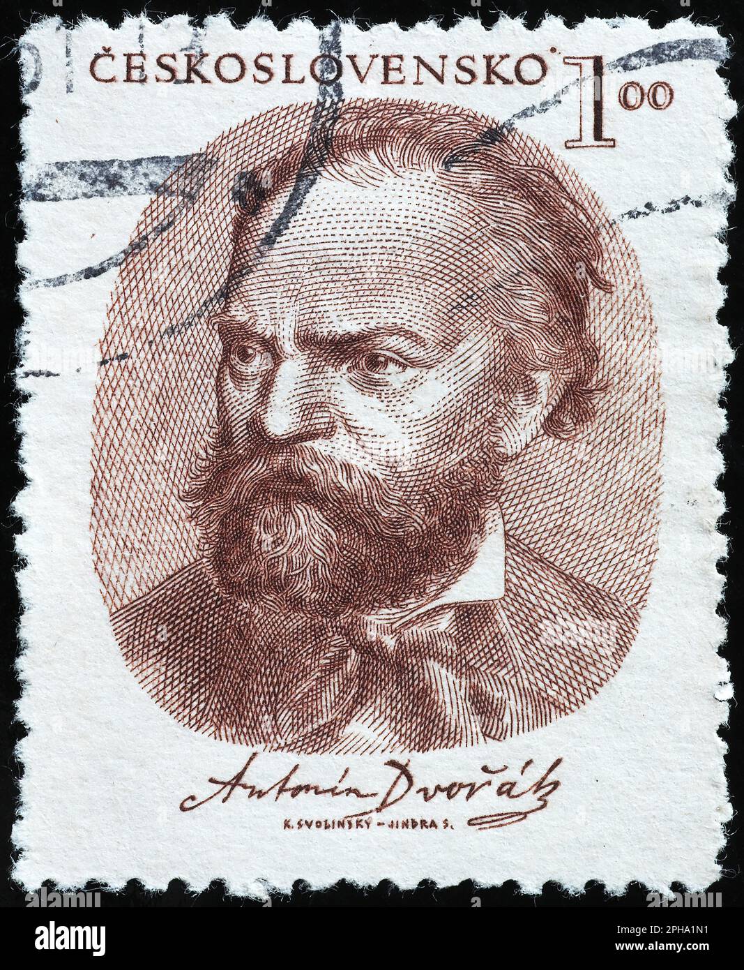 Antonín Dvorak on ancient czech postage stamp Stock Photo - Alamy