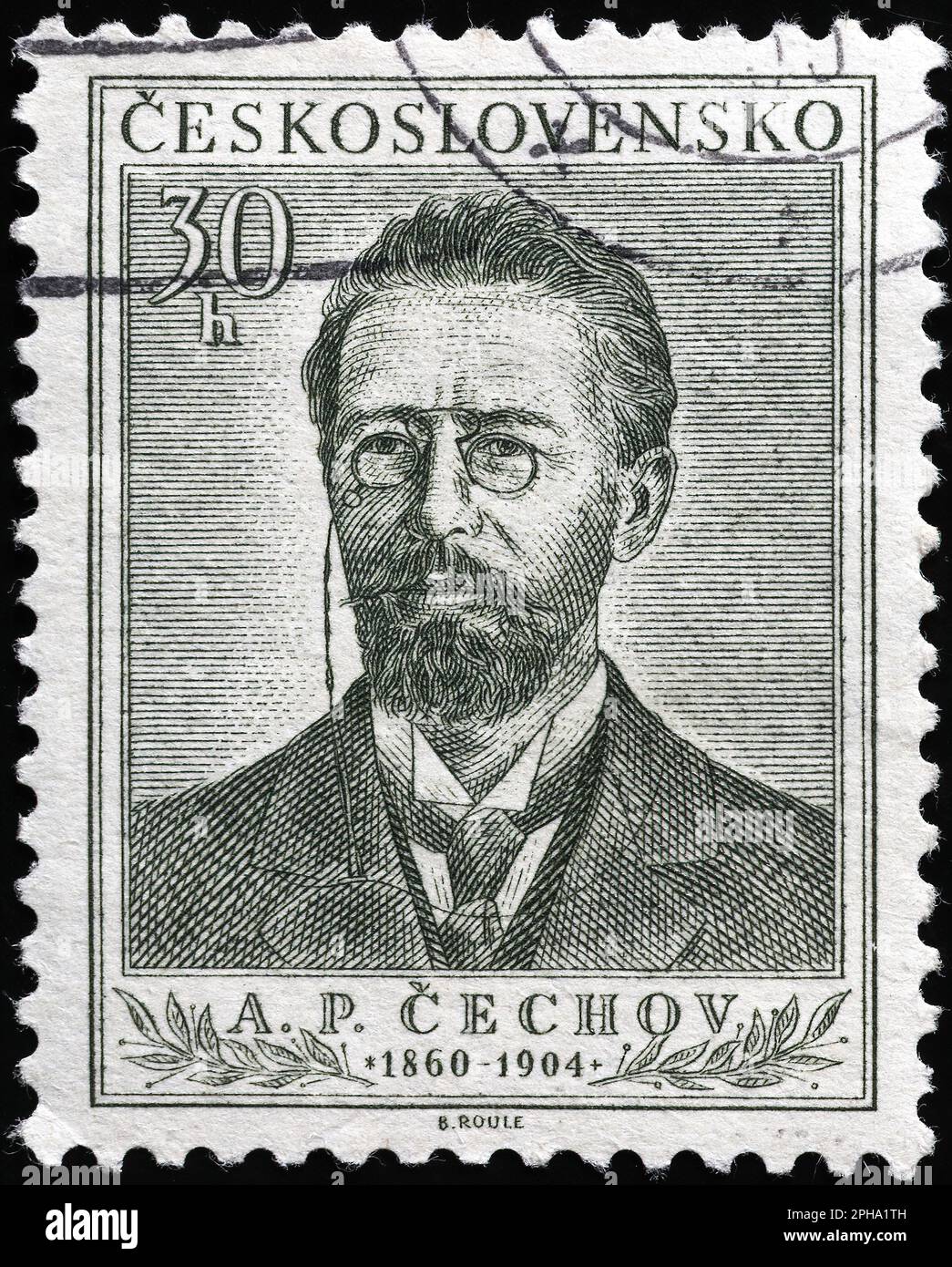 Beautiful portrait of Anton Chekhov on czech postage stamp Stock Photo ...