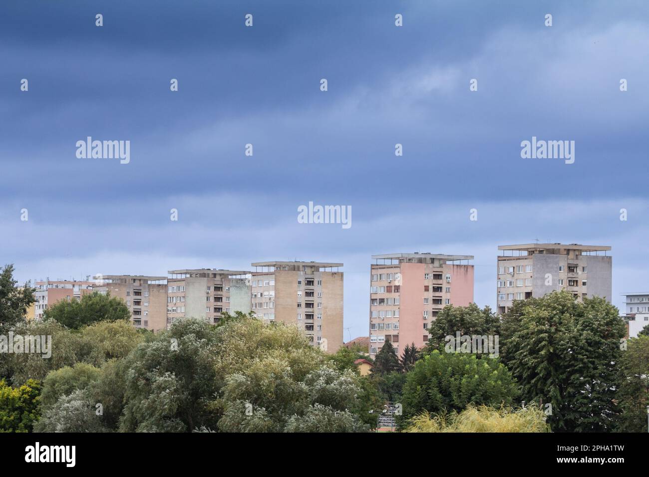 Picture of socialist buildings of Arad, in Romania. They are typical of ...