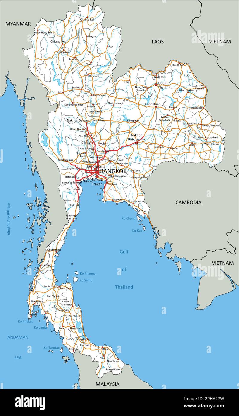 High detailed Thailand road map with labeling Stock Vector Image & Art ... High detailed Thailand road map with labeling Stock Vector Image & Art ...
