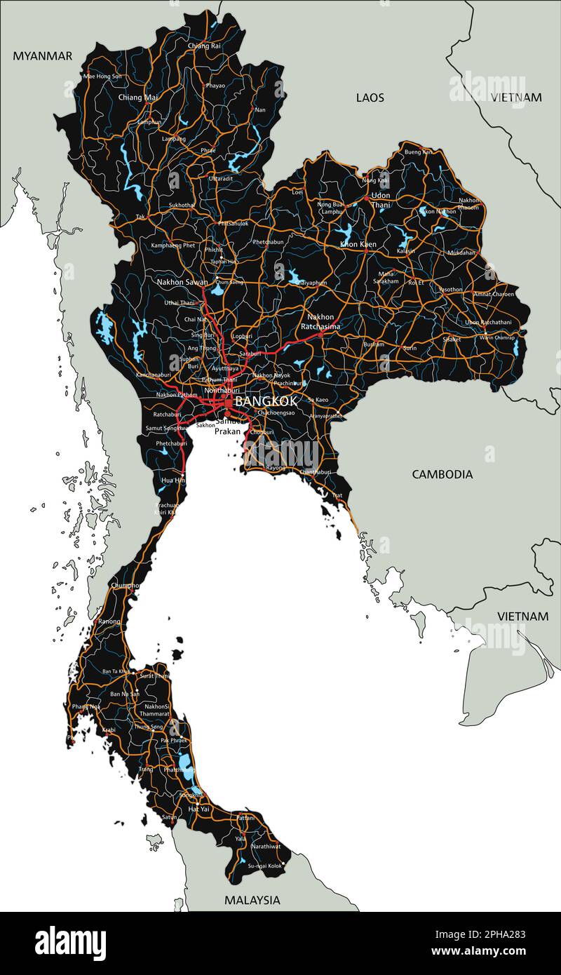 High detailed Thailand road map with labeling Stock Vector Image & Art ... High detailed Thailand road map with labeling Stock Vector Image & Art ...