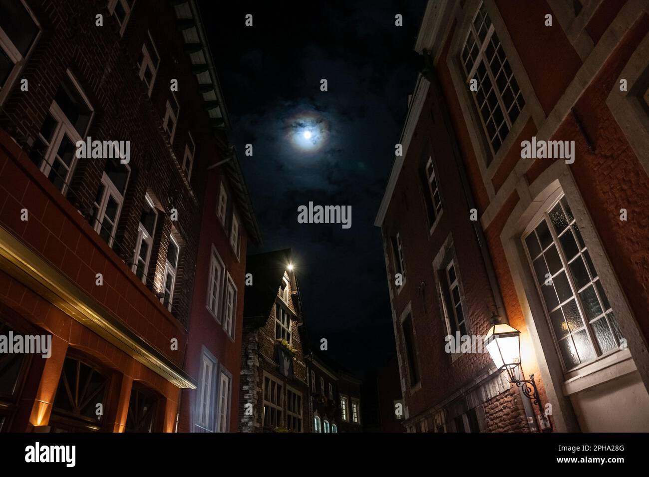Picture of a typical street of a German city center in Aachen, Germany ...