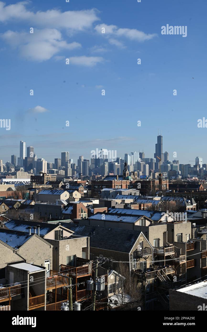A stunning aerial view of a bustling metropolis, with its towering ...