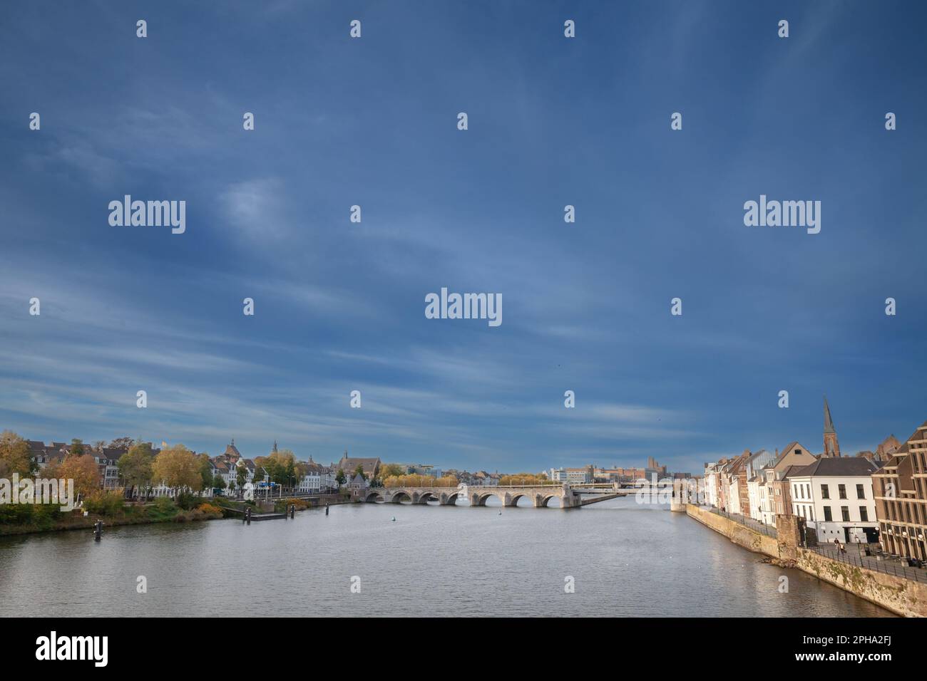 Picture of the panorama of Maastricht on the Meuse Waterfront with a ...
