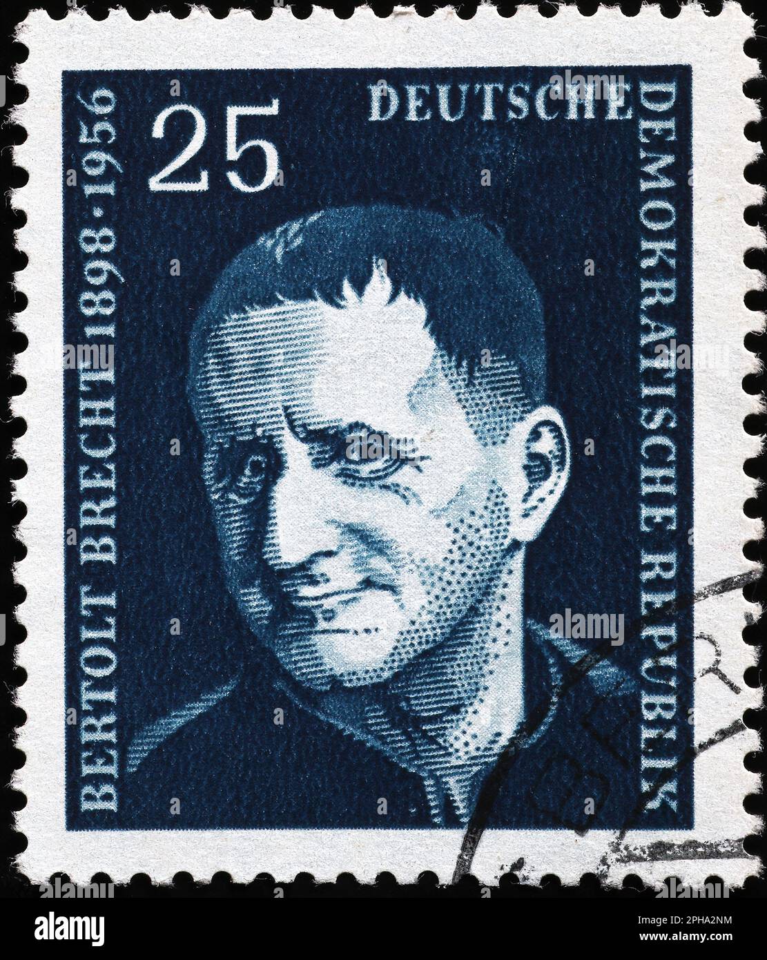 Bertolt Brecht portrait on old german postage stamp Stock Photo - Alamy
