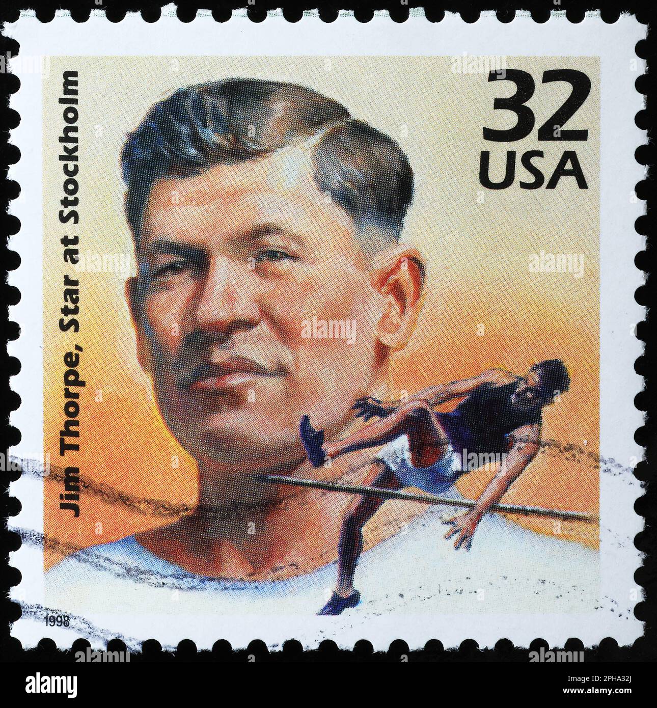 Celebration of Jim Thorpe on american postage stamp Stock Photo - Alamy