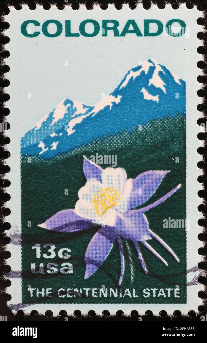 Centennial of Colorado on american postage stamp Stock Photo - Alamy