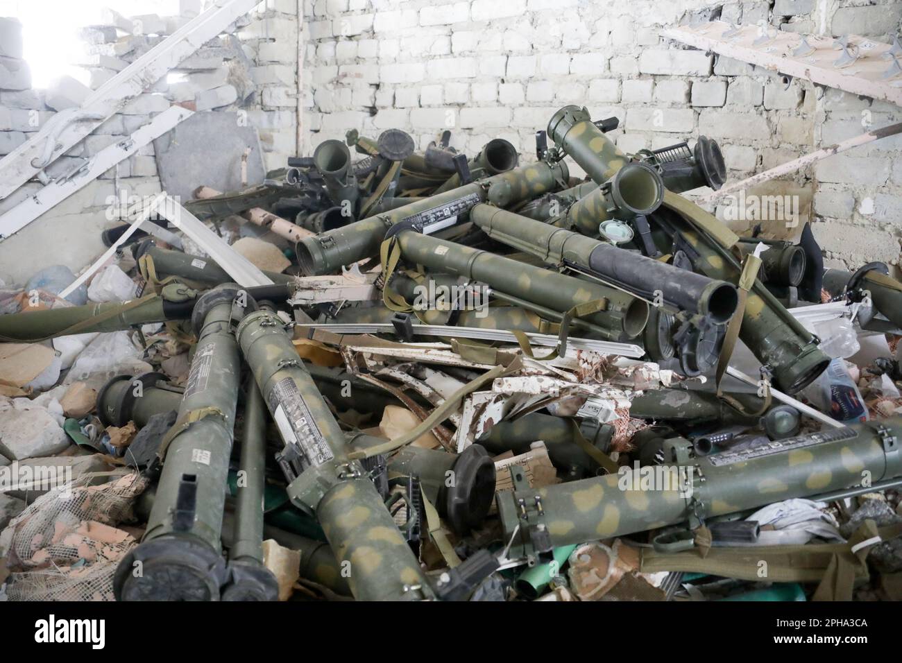 March 27, 2023. Russia. Donetsk region. Spent grenade launchers Stock ...