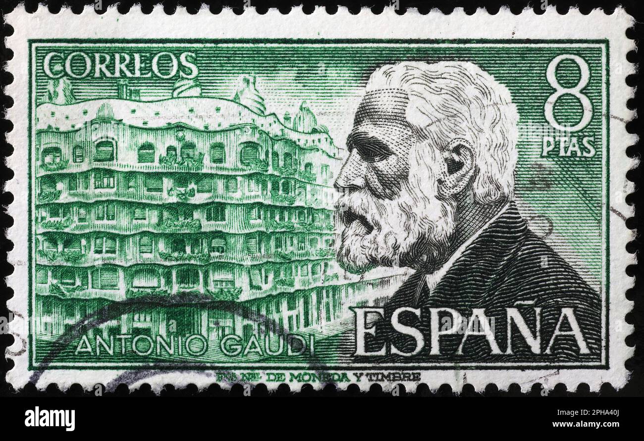 Famous architect Antoni Gaudì portrait on spanish stamp Stock Photo - Alamy