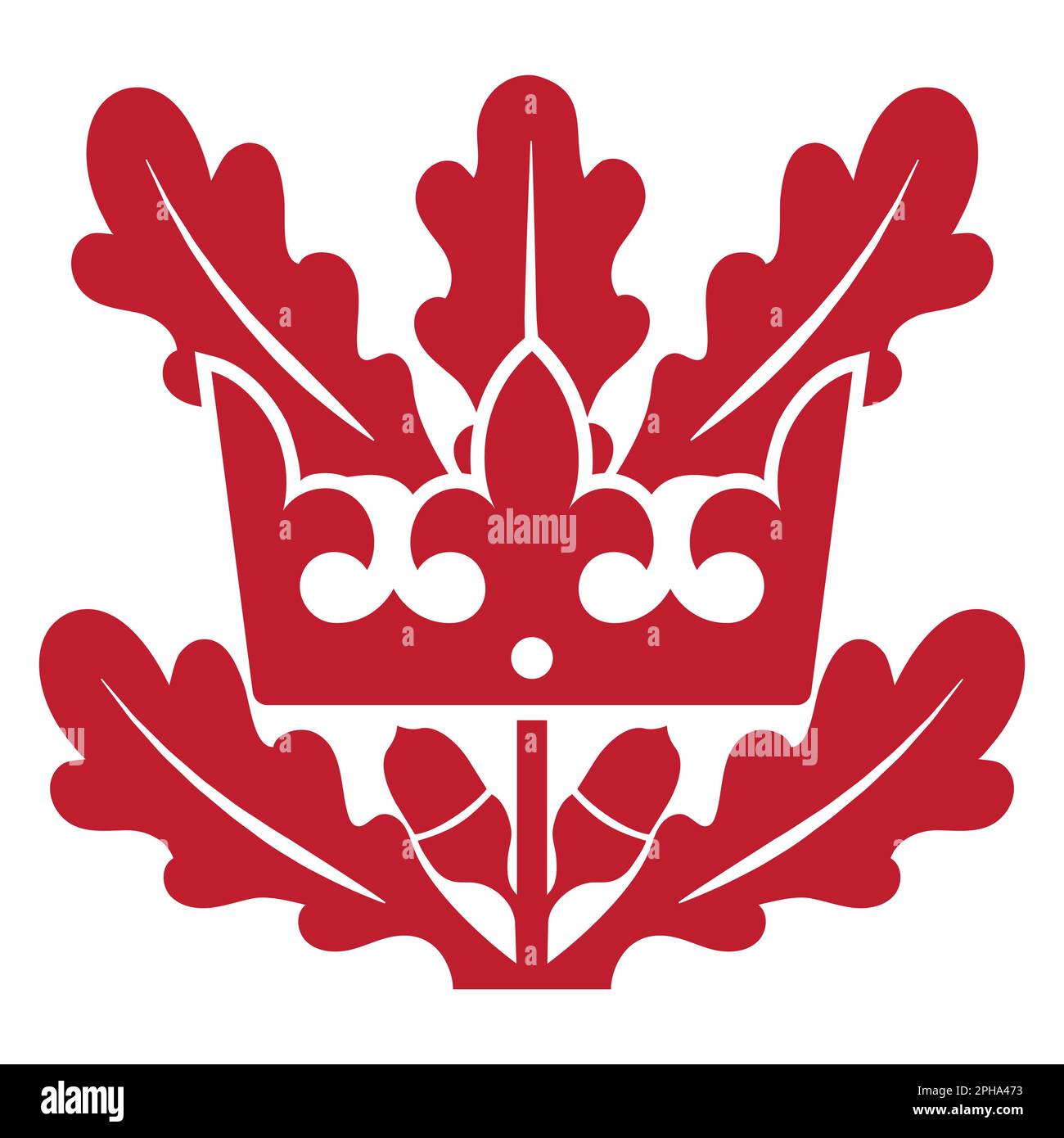 Medieval style design. Royal crown in oak leaves painted in vintage ...