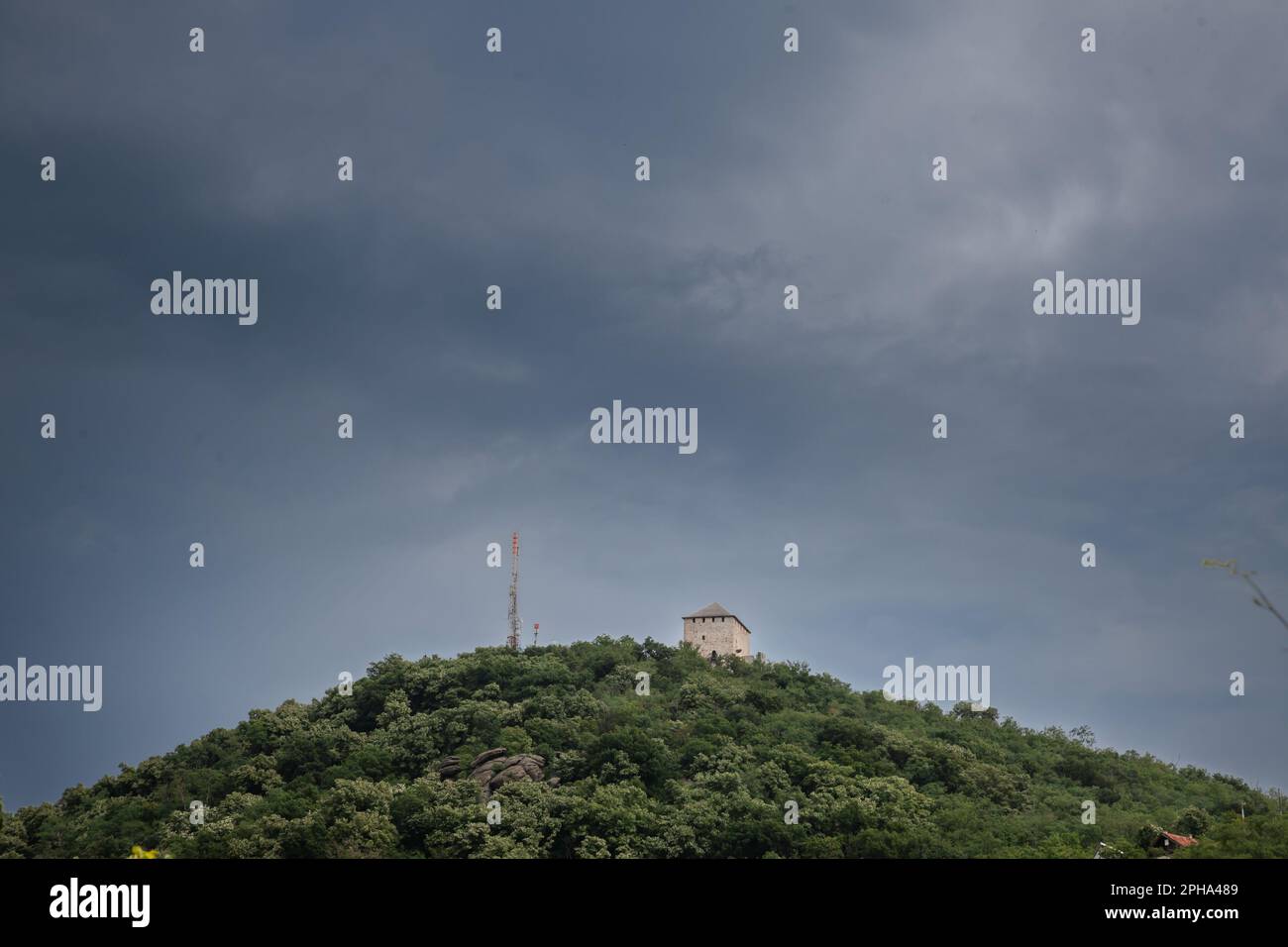 Picture of the Vrsacki Breg seen from afar with the castle of vrsacka ...