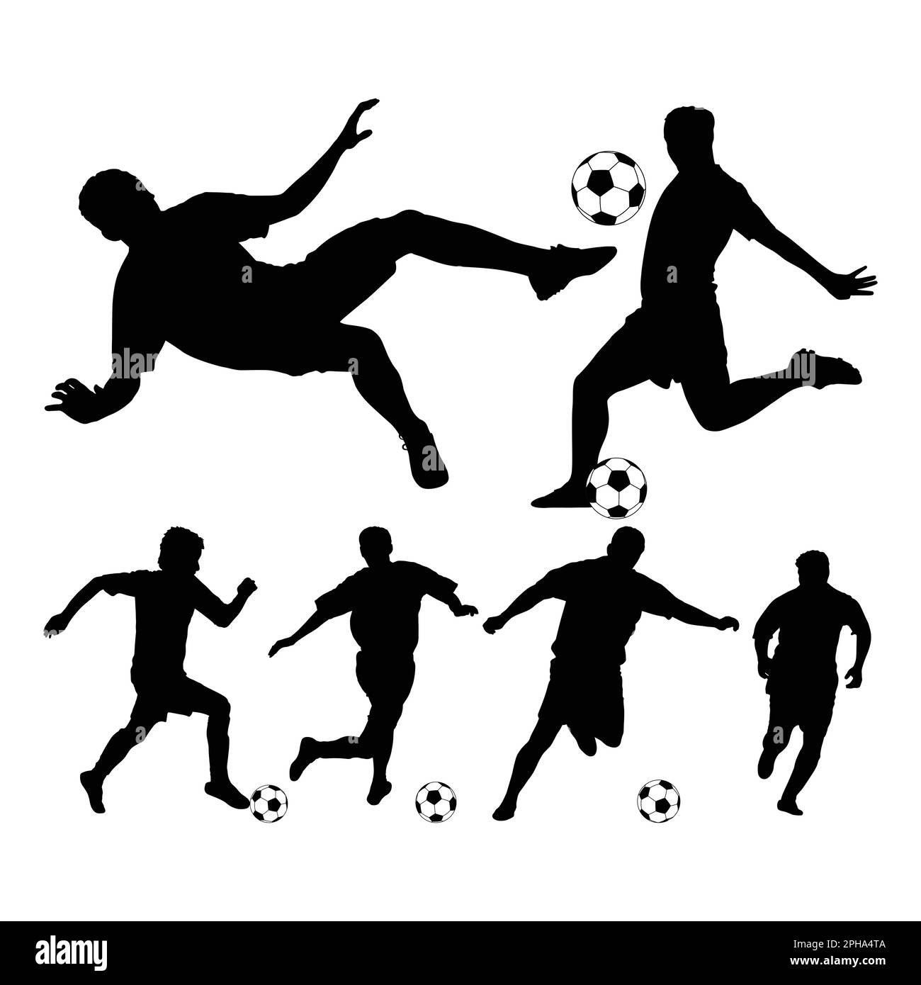 Set of soccer players silhouettes on white background. Vector ...