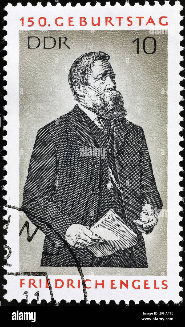Friedrich Engels portrait on german stamp Stock Photo - Alamy