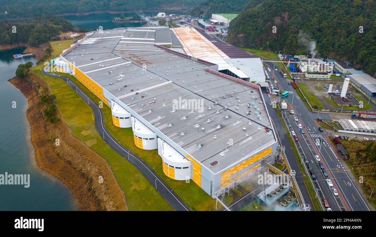 HANGZHOU, CHINA - MARCH 24, 2023 - Aerial photo shows the Nongfu Spring ...