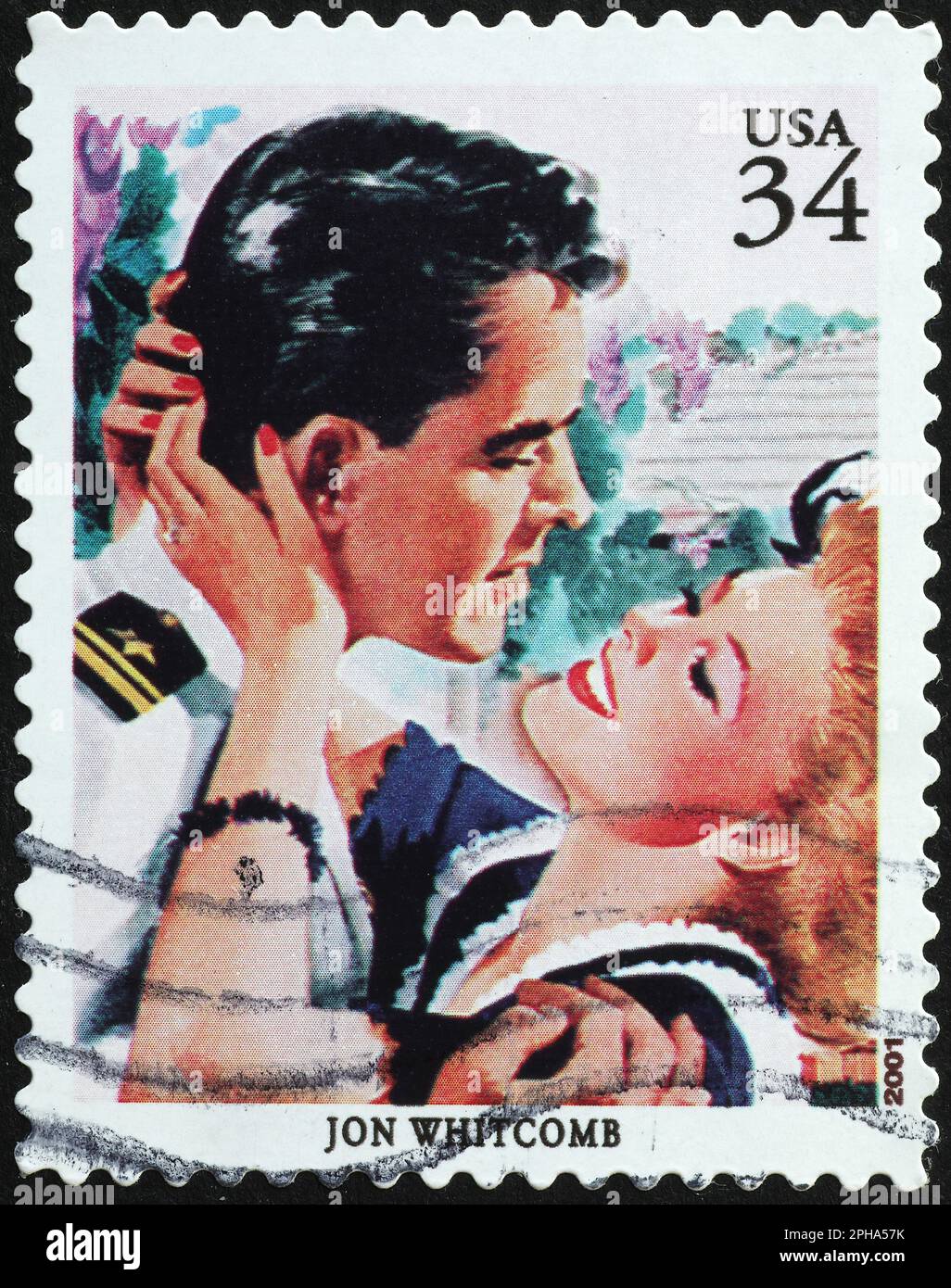 Illustration by Jon Whitcomb on american postage stamp Stock Photo - Alamy