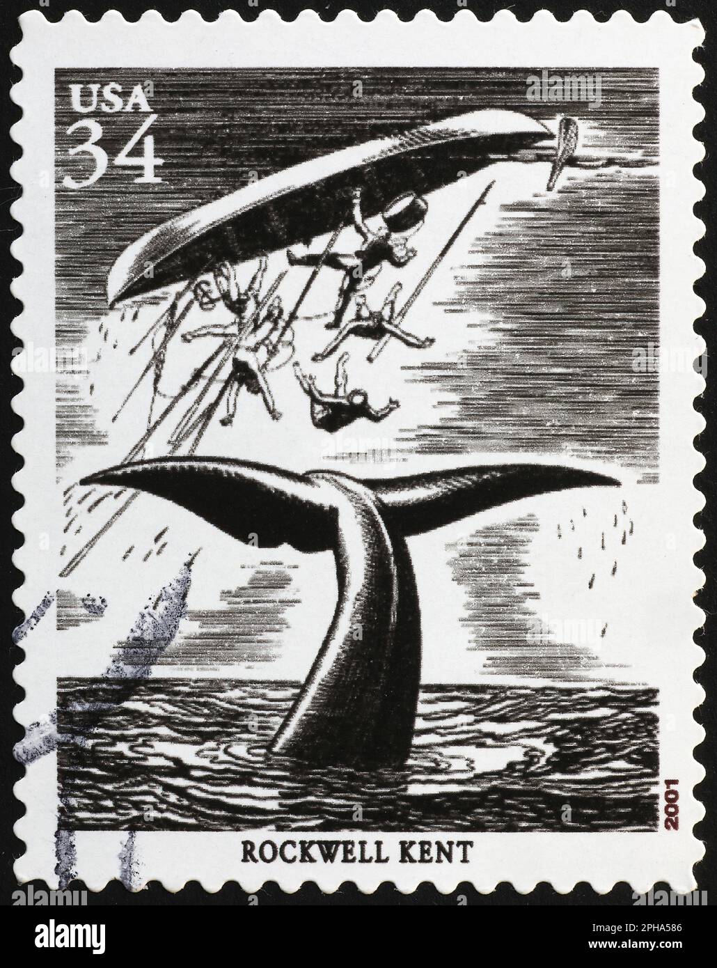 Illustration by Rockwell Kent on american postage stamp Stock Photo - Alamy