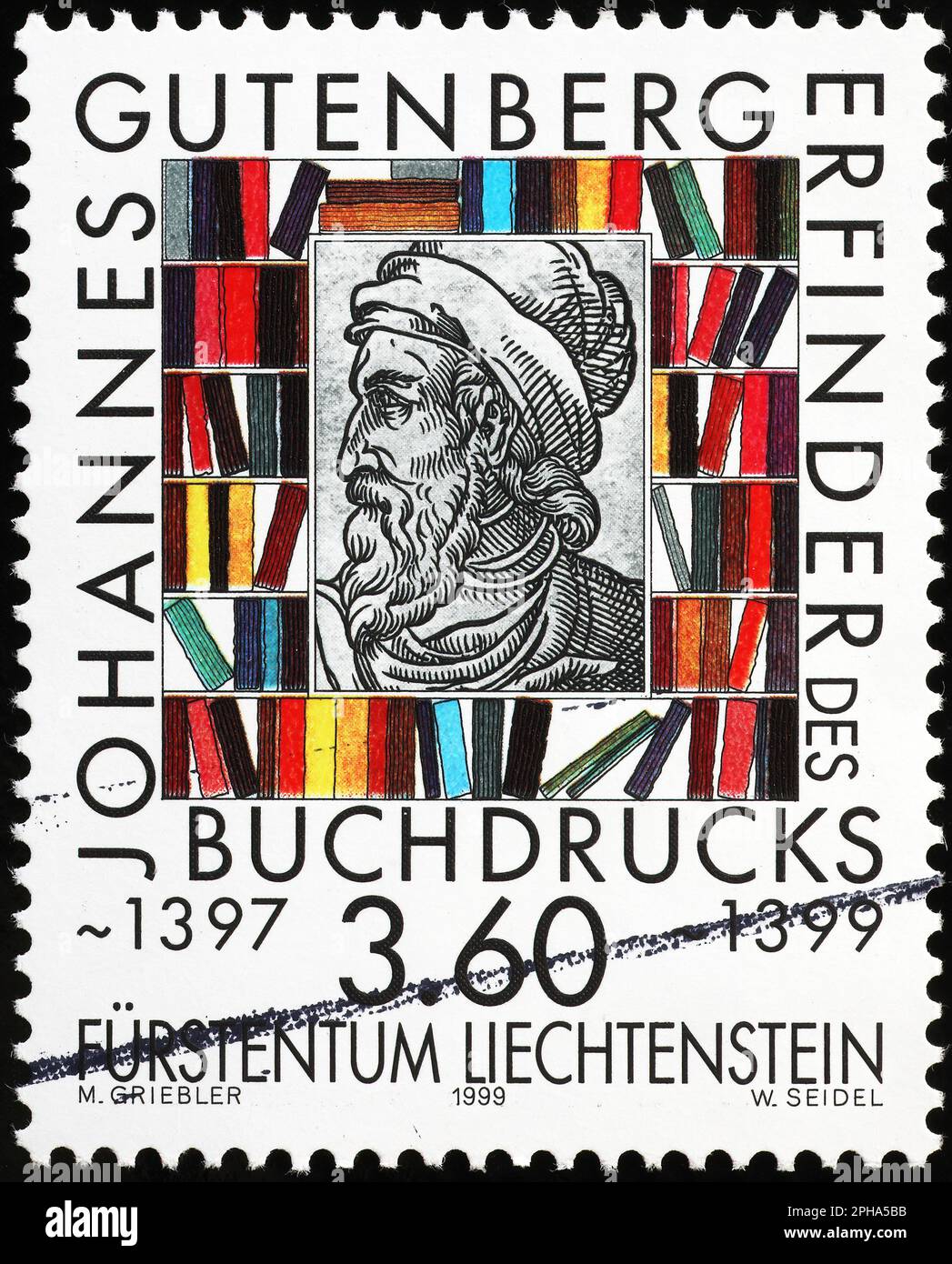 Johannes Gutenberg celebrated on german postage stamp Stock Photo - Alamy