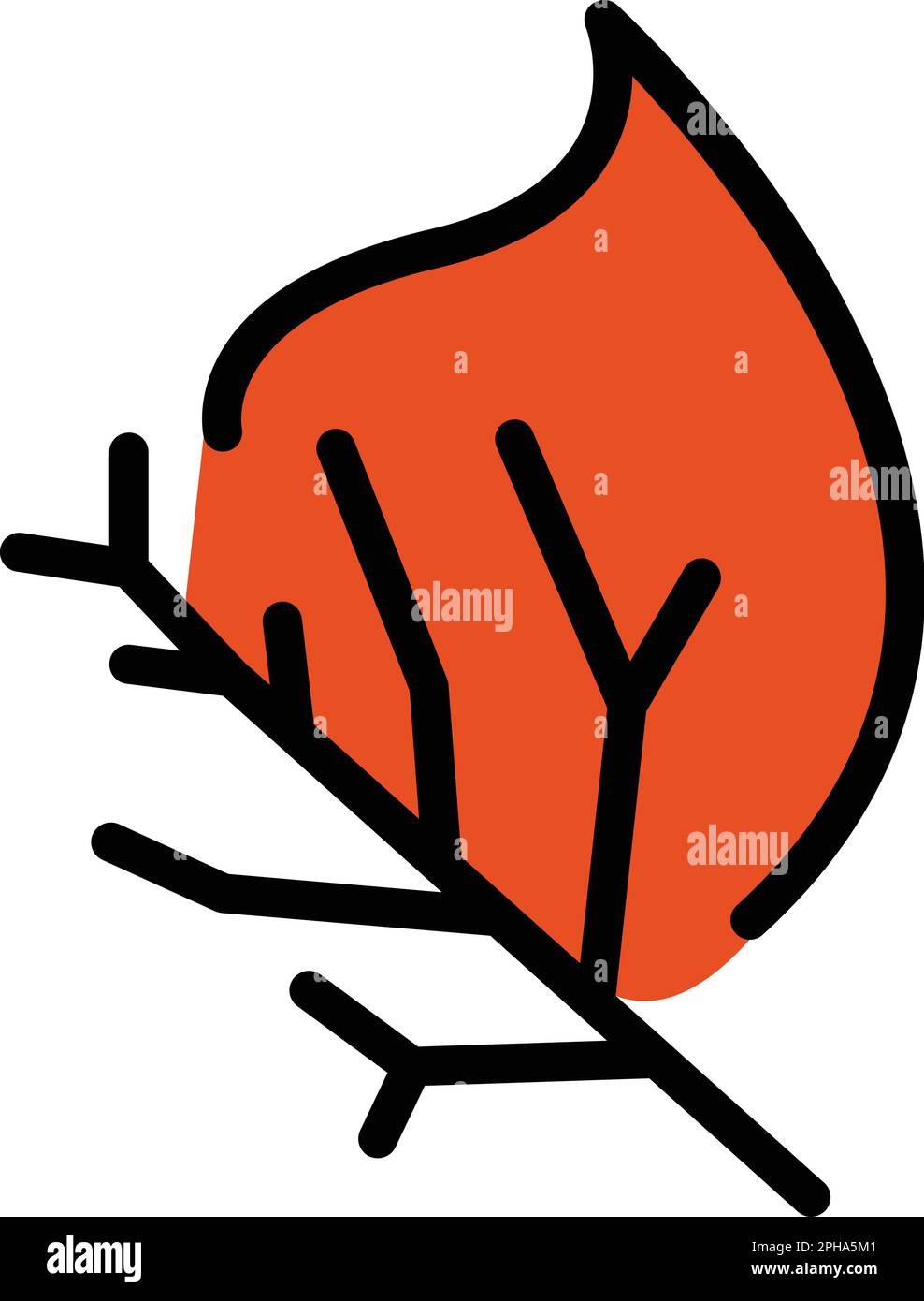Leaf fire icon. Outline leaf fire vector icon for web design isolated ...