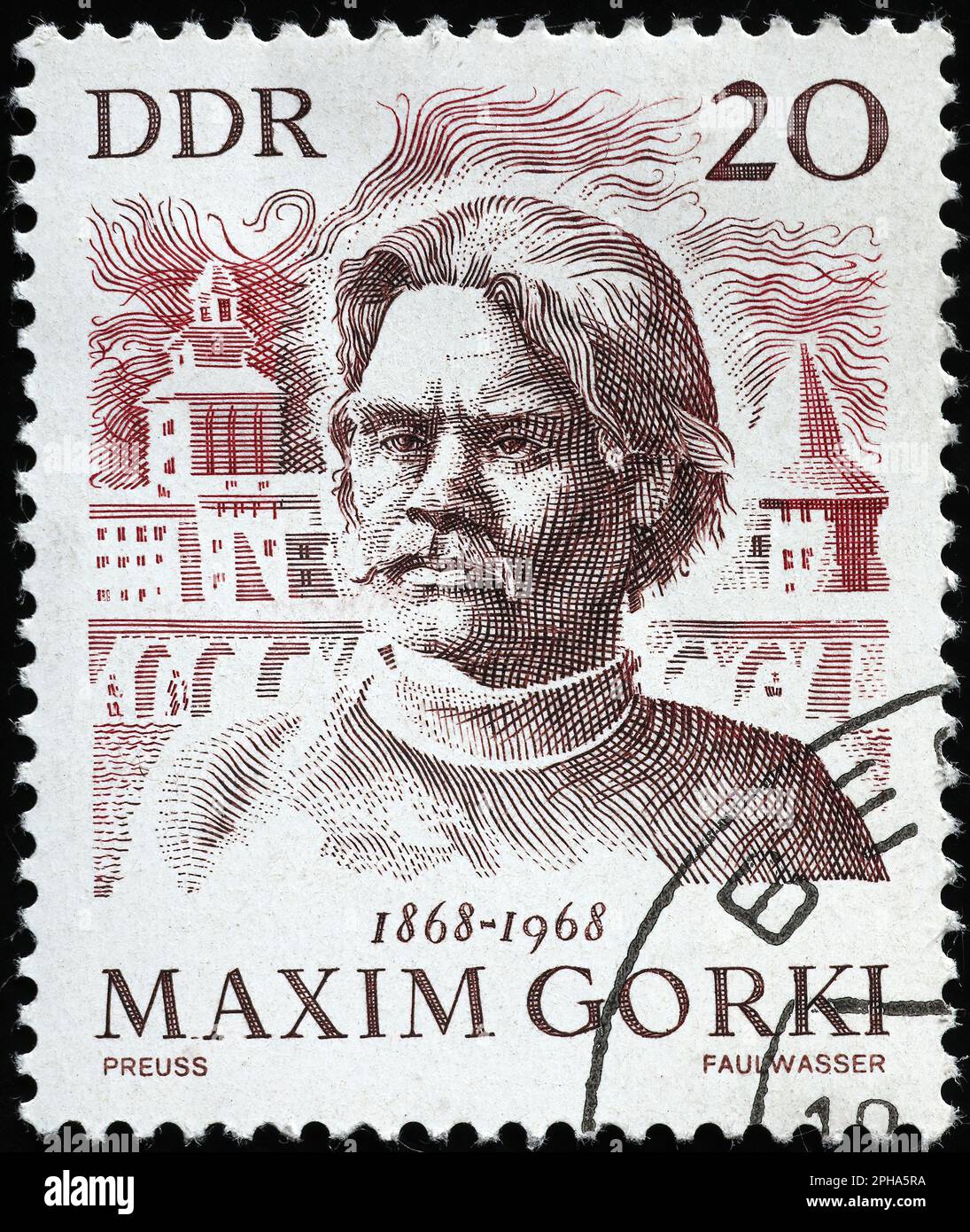 Maxim Gorki portrait on german stamp of DDR Stock Photo - Alamy
