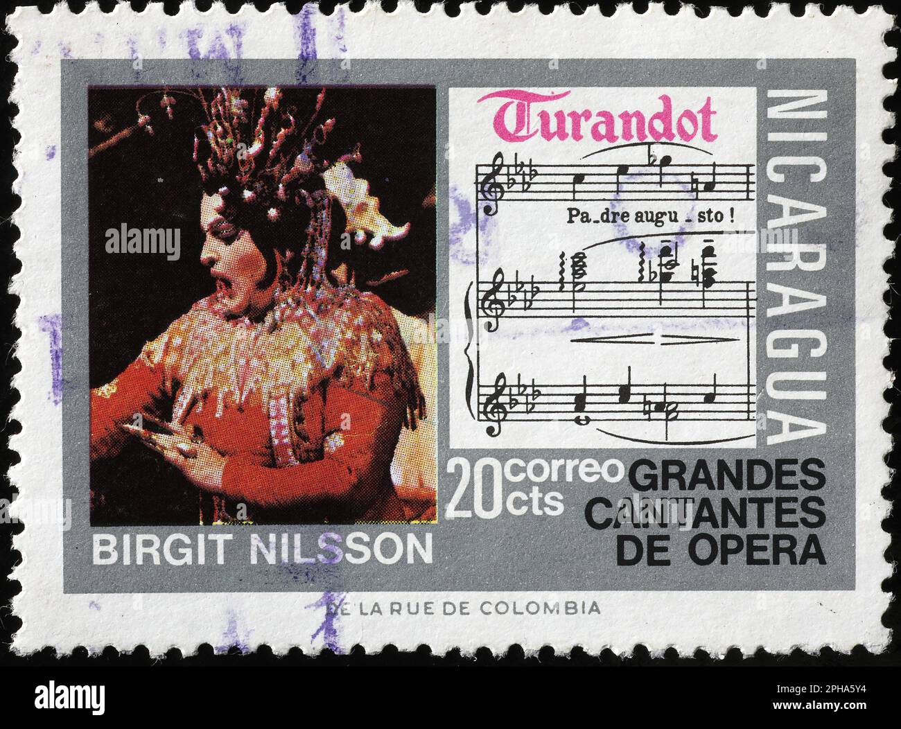 Music sheet of 'Turandot' by Giacomo Puccini on stamp Stock Photo - Alamy