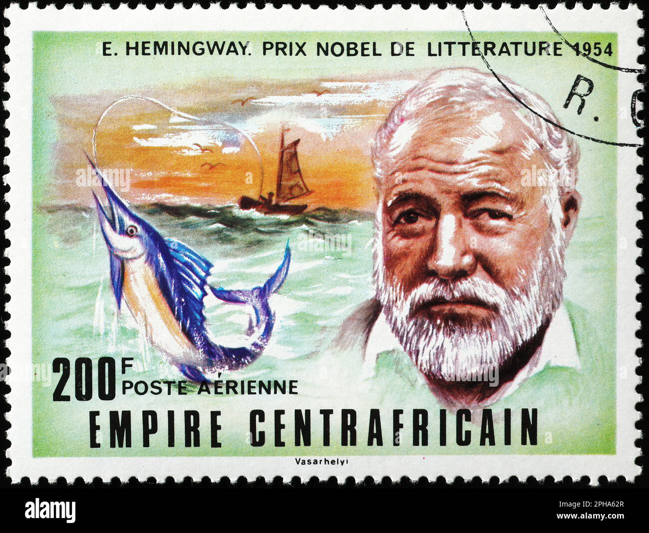 Nobel prize Ernest Hemingway on postage stamp Stock Photo - Alamy