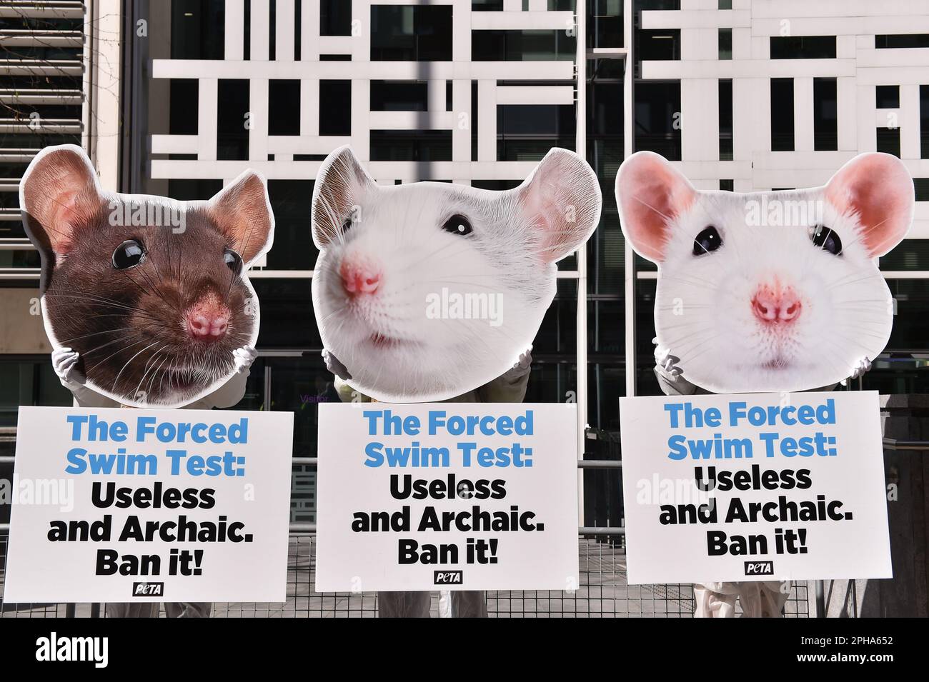 London, England, UK. 27th Mar, 2023. Members of PETA, dressed in white ...