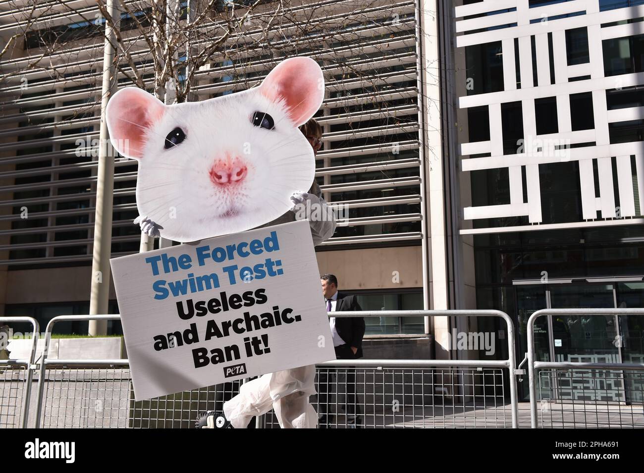 London, England, UK. 27th Mar, 2023. Members of PETA, dressed in white ...