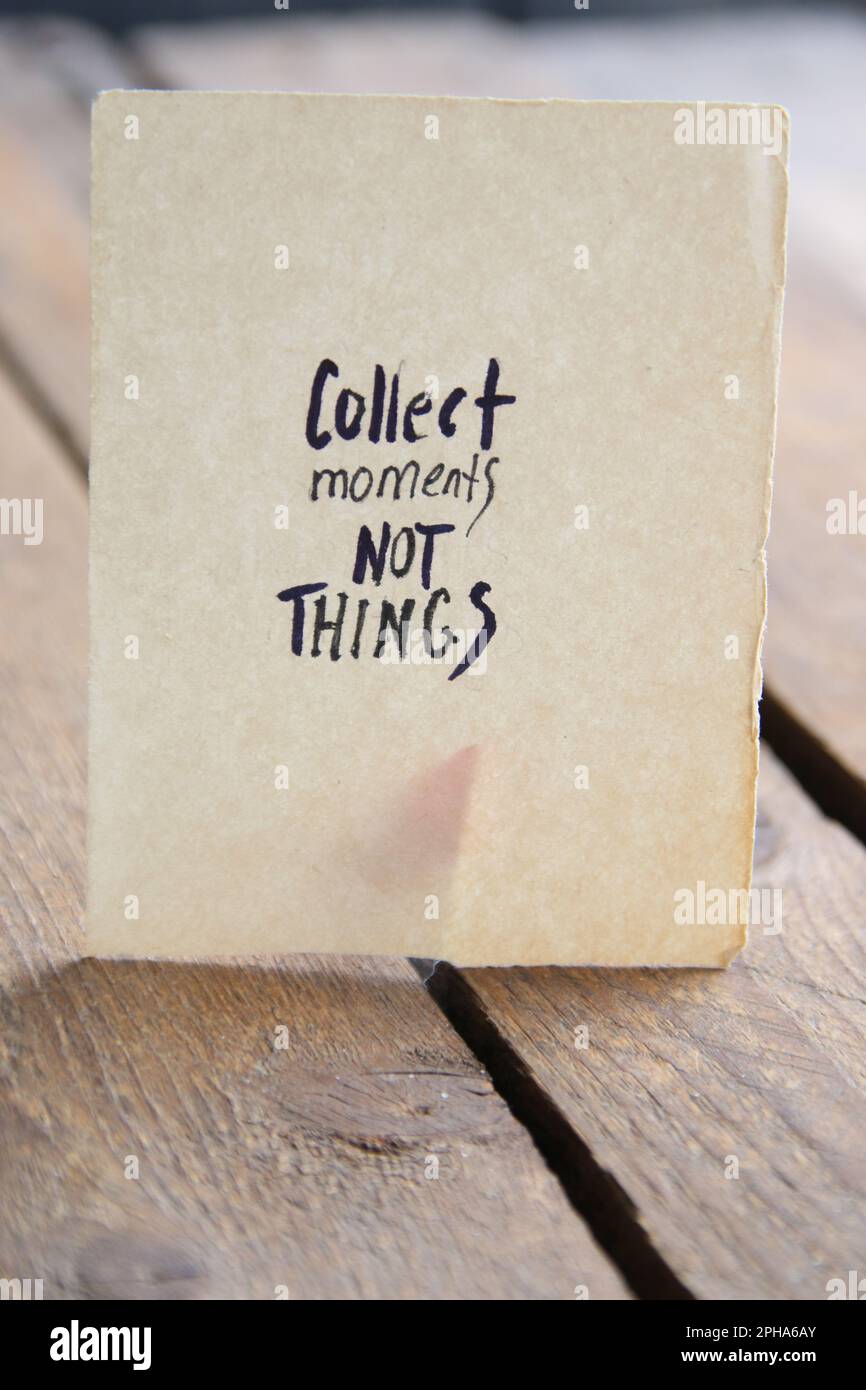 Collect moments not things card. The inscription on the tag. Vintage ...