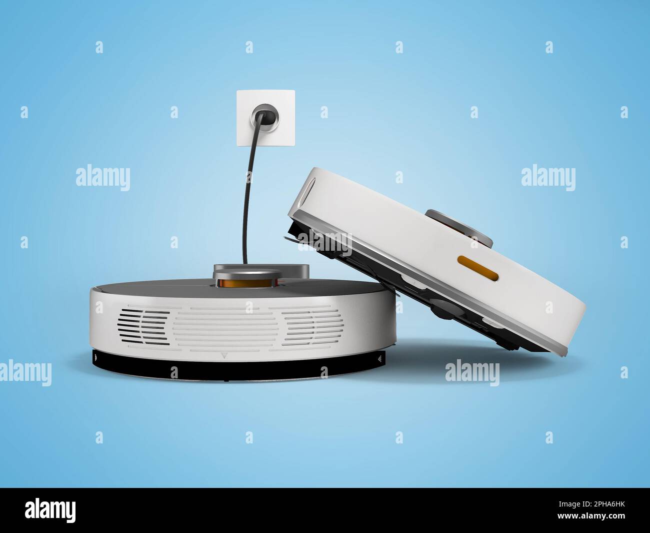 3d illustration assistant robot vacuum cleaner for dry and wet cleaning ...