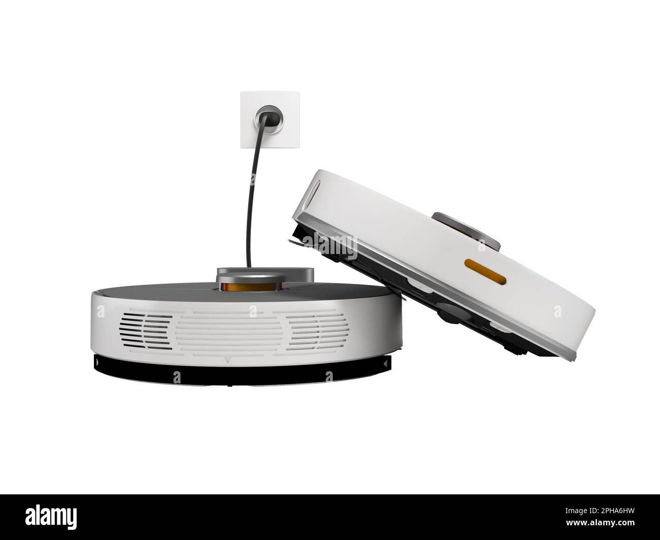 3d illustration assistant robot vacuum cleaner for dry and wet cleaning ...