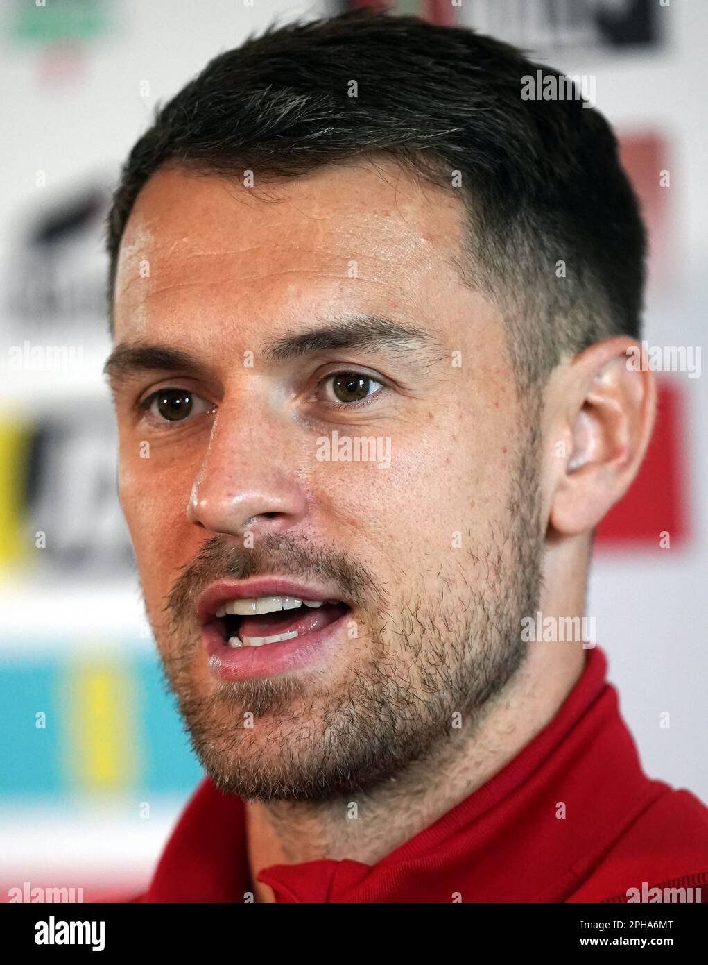 Wales' Aaron Ramsey during a press conference at Vale Resort, Hensol ...