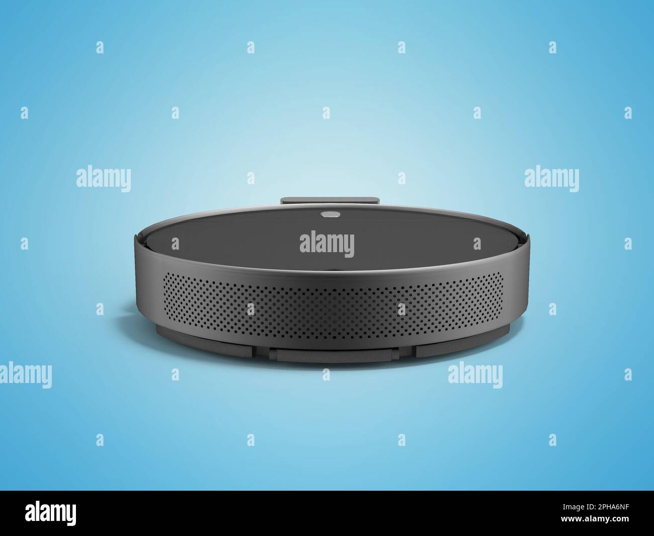 3D illustration of black slim robot vacuum cleaner for wet cleaning on ...