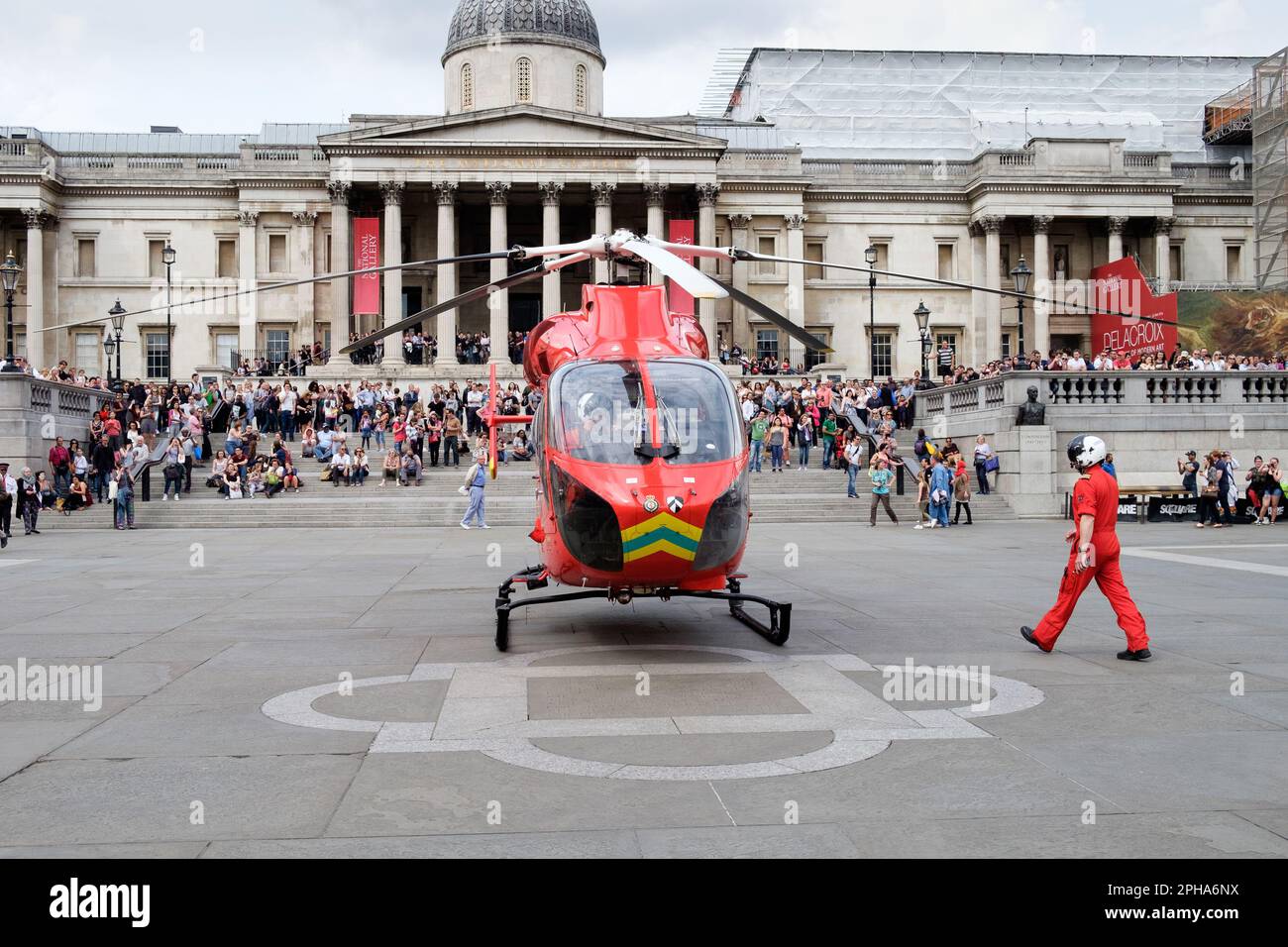 A London Air Ambulance helicopter pilot prepares for take-off from ...