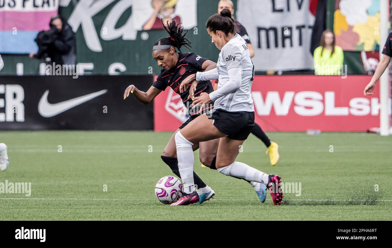 Portland, USA. 26th Mar, 2023. Portland's Crystal Dunn and Orlando's ...